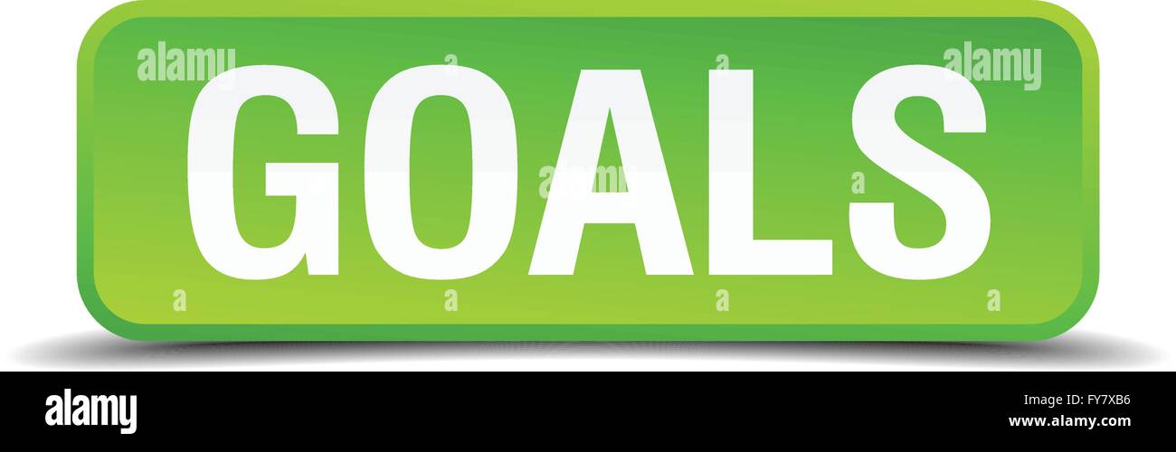 Goals green 3d realistic square isolated button Stock Vector Image ...