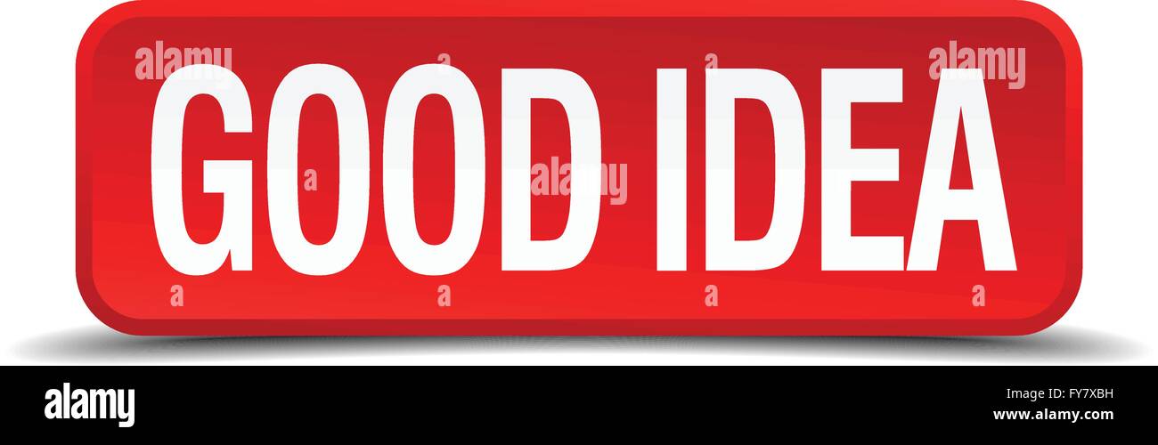 Good idea red 3d square button on white background Stock Vector Image ...