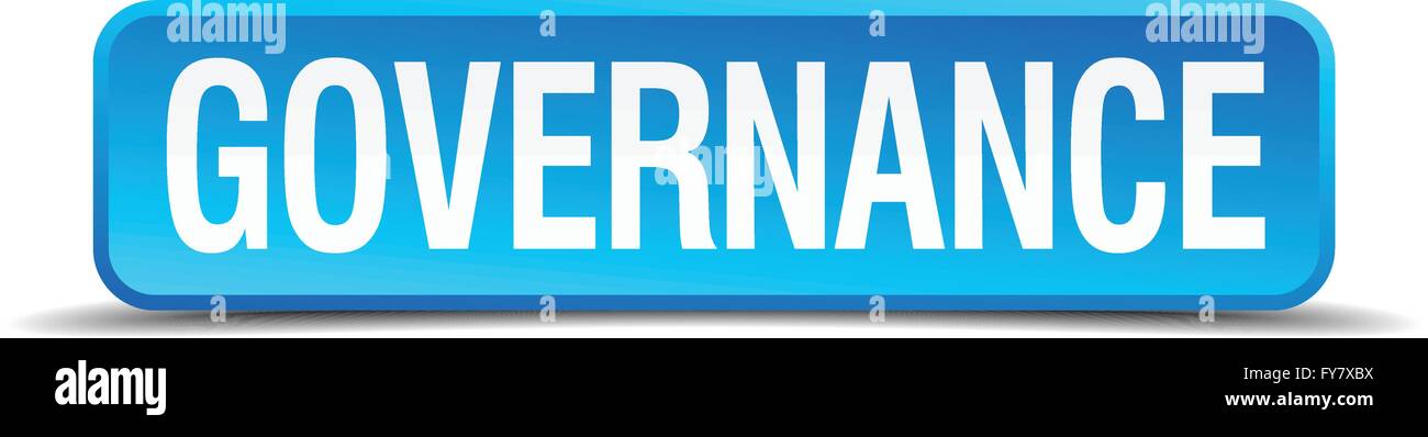 Governance blue 3d realistic square isolated button Stock Vector Image ...