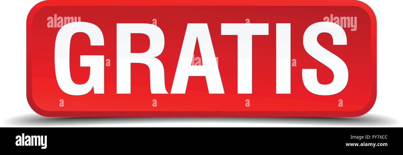 Gratis red 3d square button on white background Stock Vector Image ...