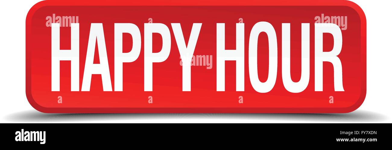 Happy hour red 3d square button on white background Stock Vector Image ...