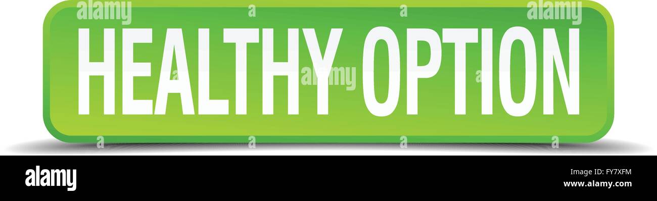 healthy option green 3d realistic square isolated button Stock Vector ...