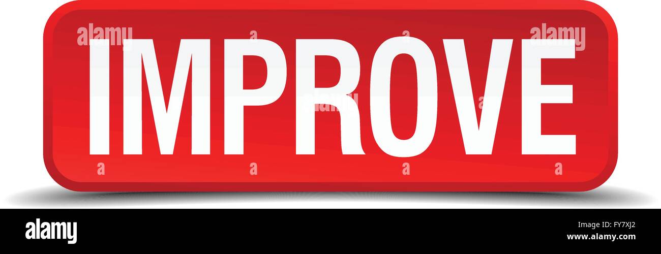 Improve red 3d square button on white background Stock Vector Image ...