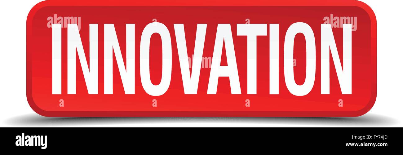 Innovation red 3d square button on white background Stock Vector Image ...