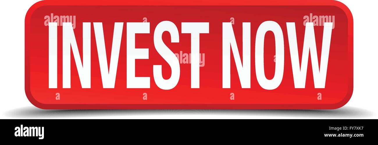 invest now red 3d square button on white background Stock Vector Image ...