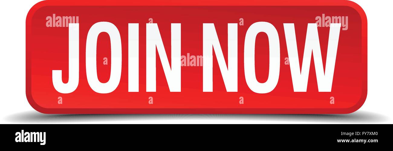 Join now red 3d square button isolated on white Stock Vector Image ...