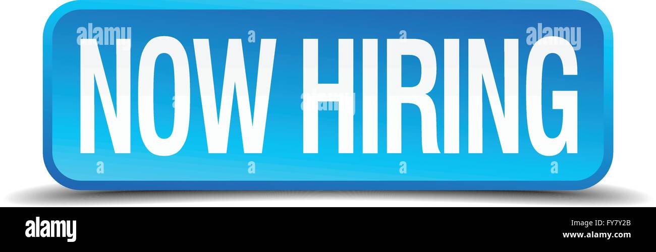 Now hiring blue 3d realistic square isolated button Stock Vector Image ...
