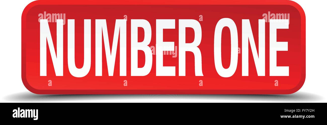 number one red 3d square button isolated on white Stock Vector Image ...