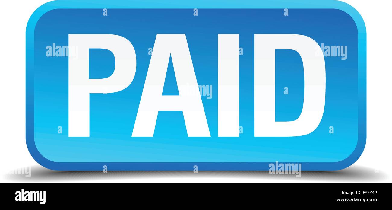 Paid blue 3d realistic square isolated button Stock Vector Image & Art ...