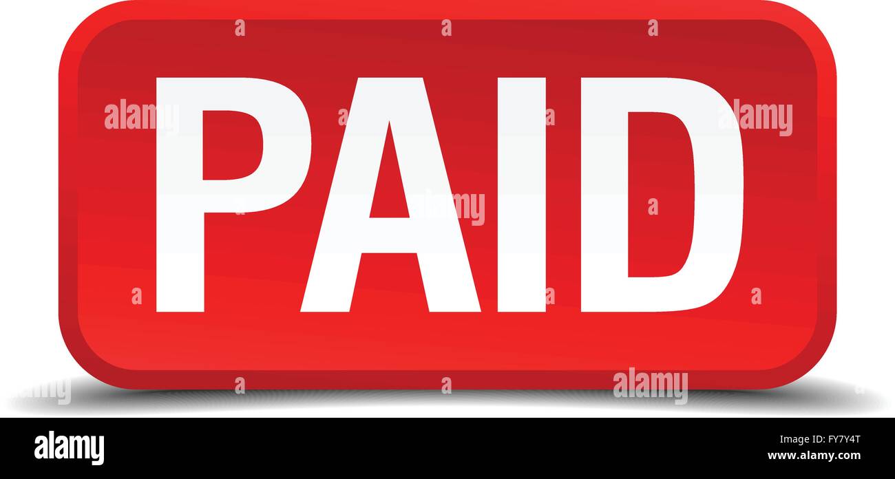 Paid red 3d square button isolated on white Stock Vector Image & Art ...