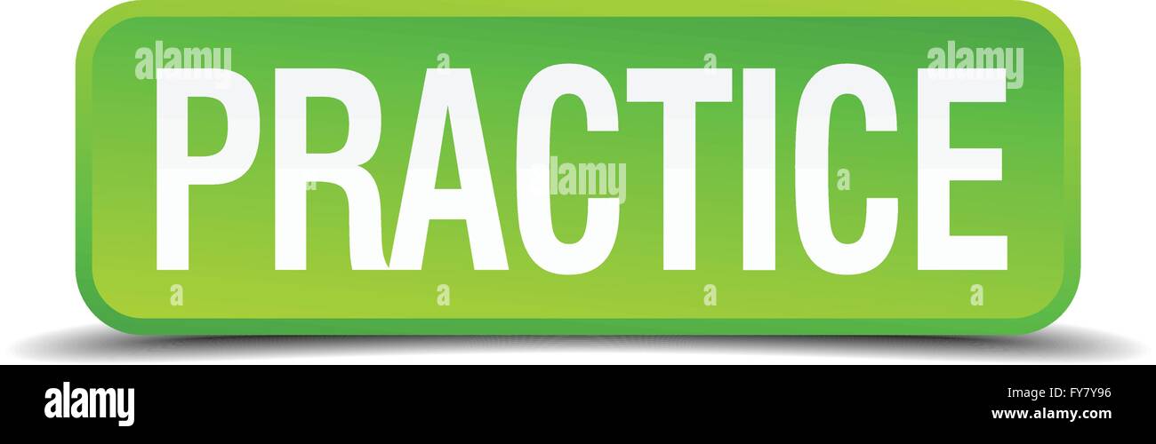 Practice green 3d realistic square isolated button Stock Vector Image ...