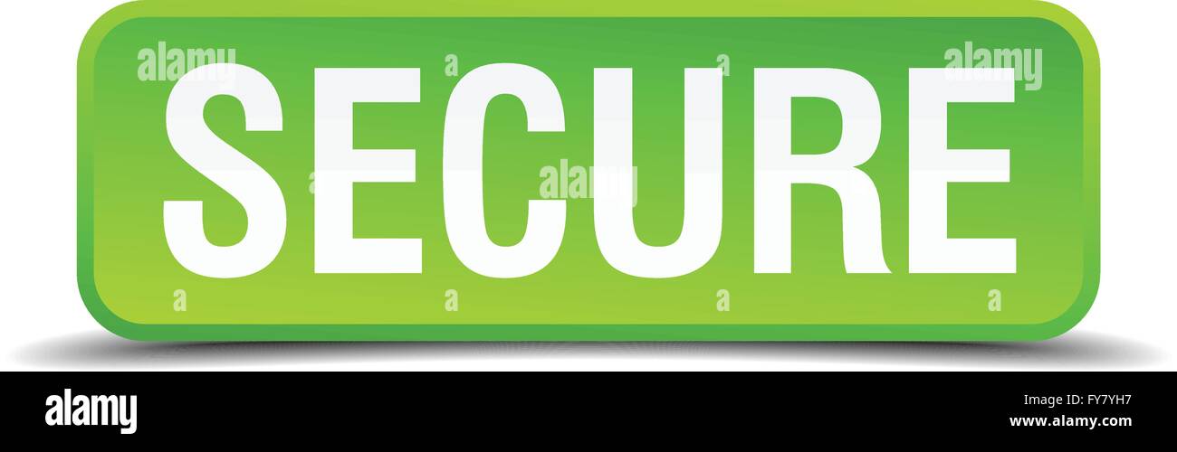 Secure green 3d realistic square isolated button Stock Vector Image ...