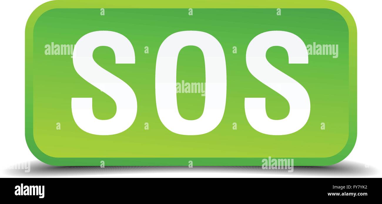 Sos green 3d realistic square isolated button Stock Vector Image & Art ...