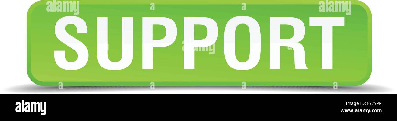 Support green 3d realistic square isolated button Stock Vector Image ...