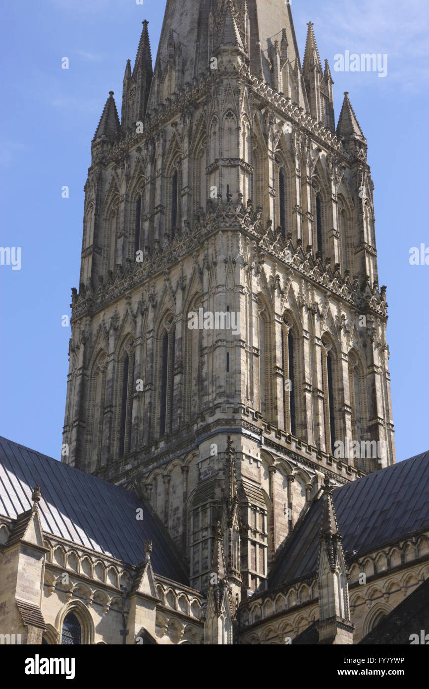 Closeup spire of Salisbury Cathedral Wiltshire Stock Photo - Alamy