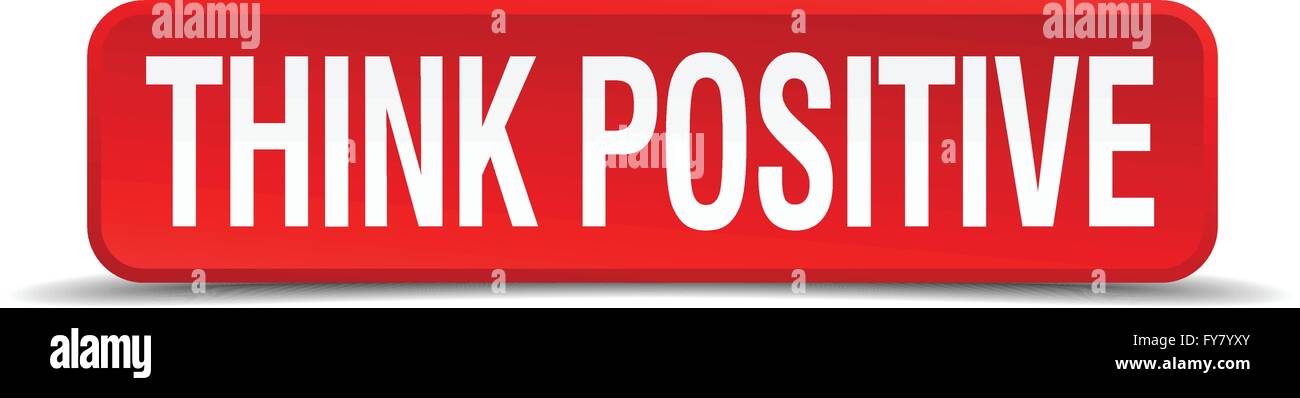 Think positive red 3d square button isolated on white Stock Vector ...