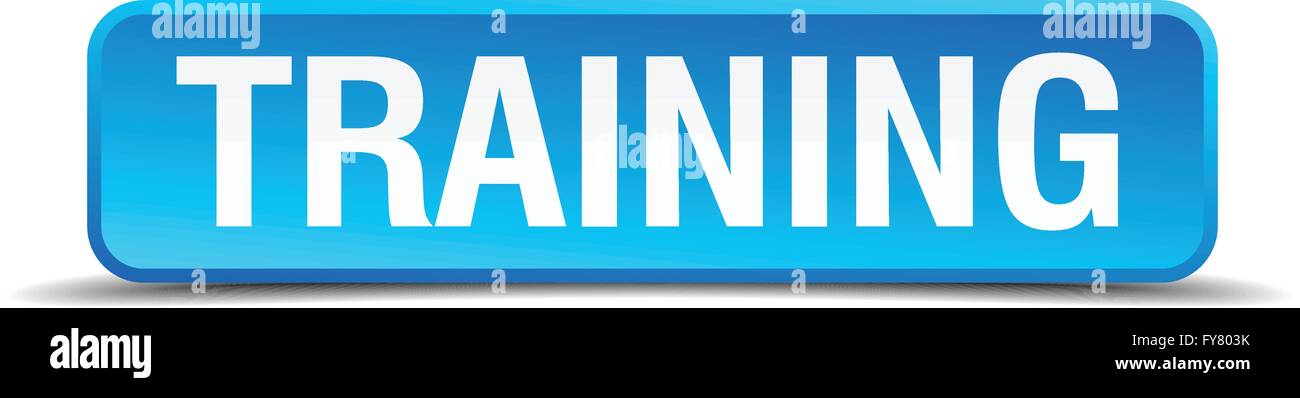 Training blue 3d realistic square isolated button Stock Vector Image ...