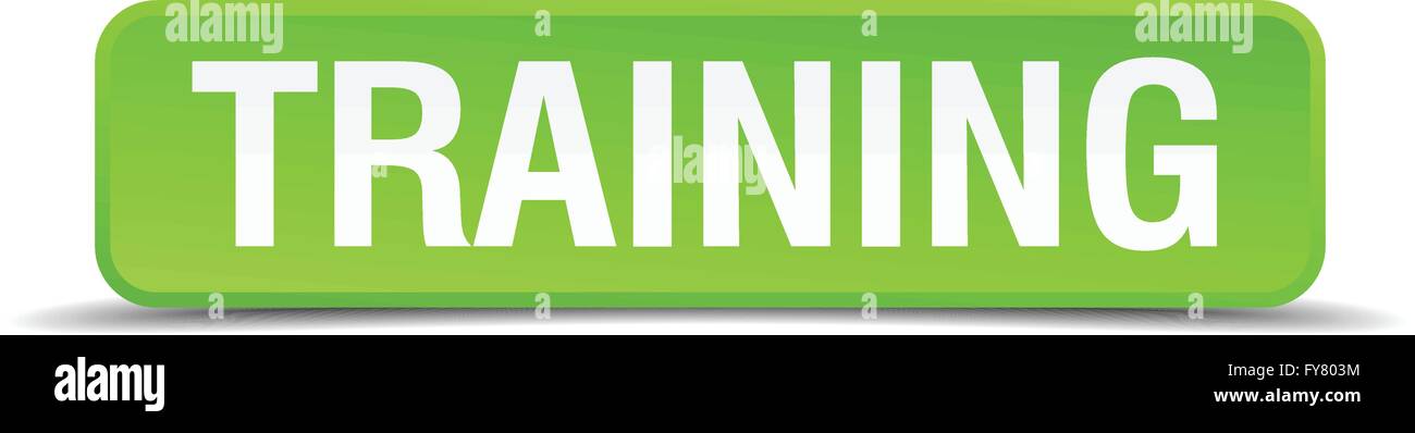Training green 3d realistic square isolated button Stock Vector Image ...