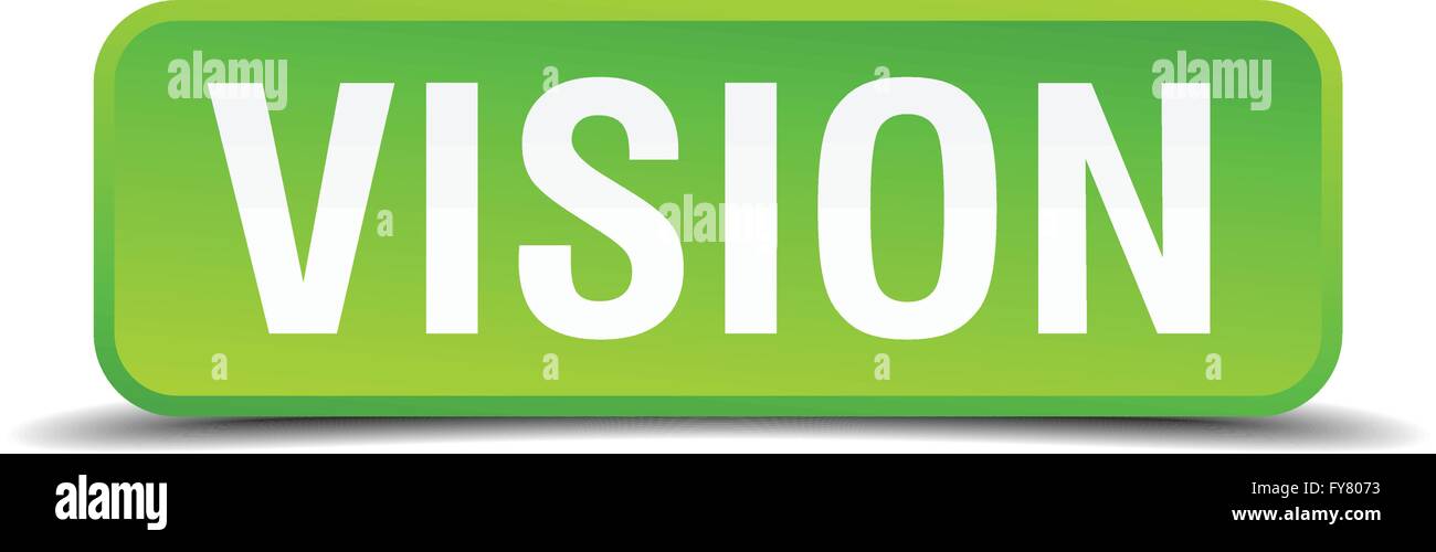 Vision green 3d realistic square isolated button Stock Vector Image ...