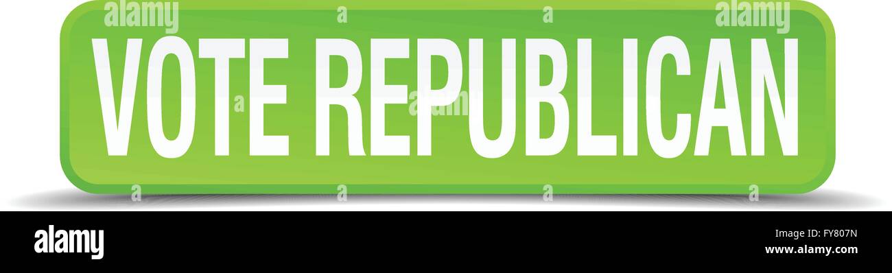vote republican green 3d realistic square isolated button Stock Vector ...