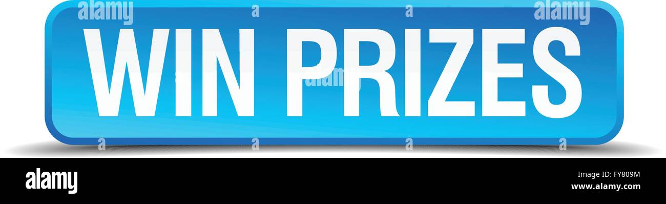 Win prizes blue 3d realistic square isolated button Stock Vector Image ...