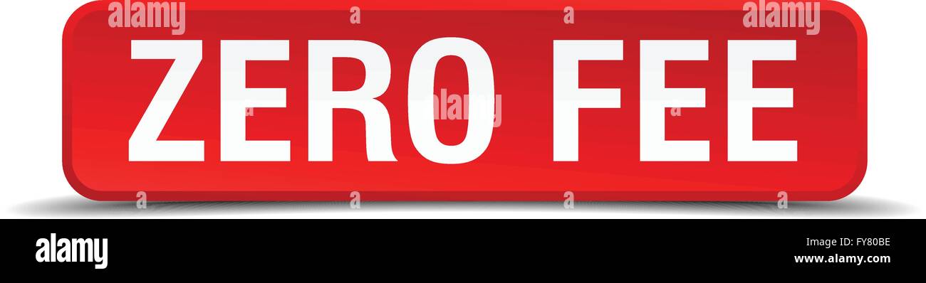 Zero fee red 3d square button isolated on white Stock Vector Image ...