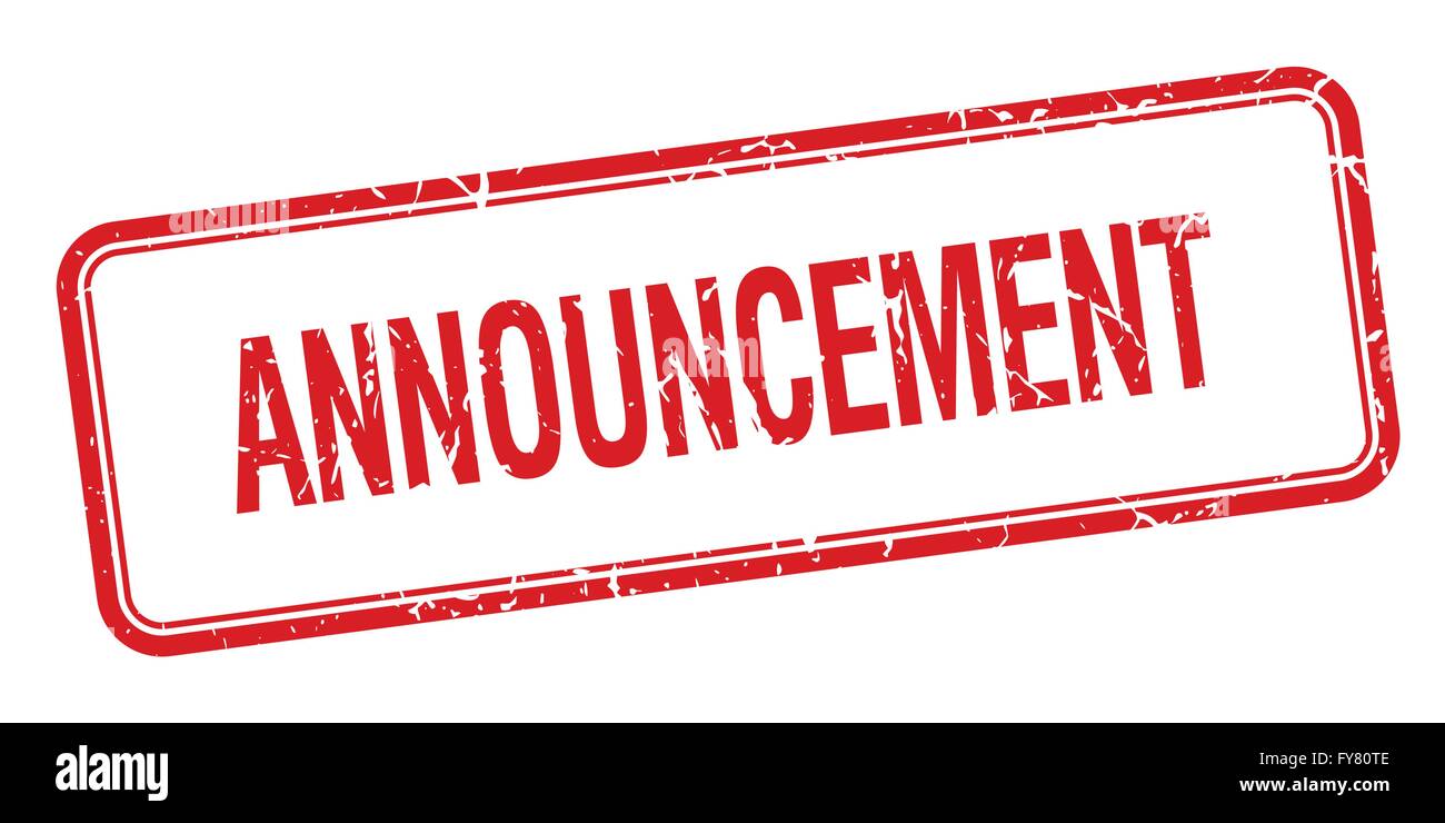 Announcement square red grunge Cut Out Stock Images & Pictures - Alamy