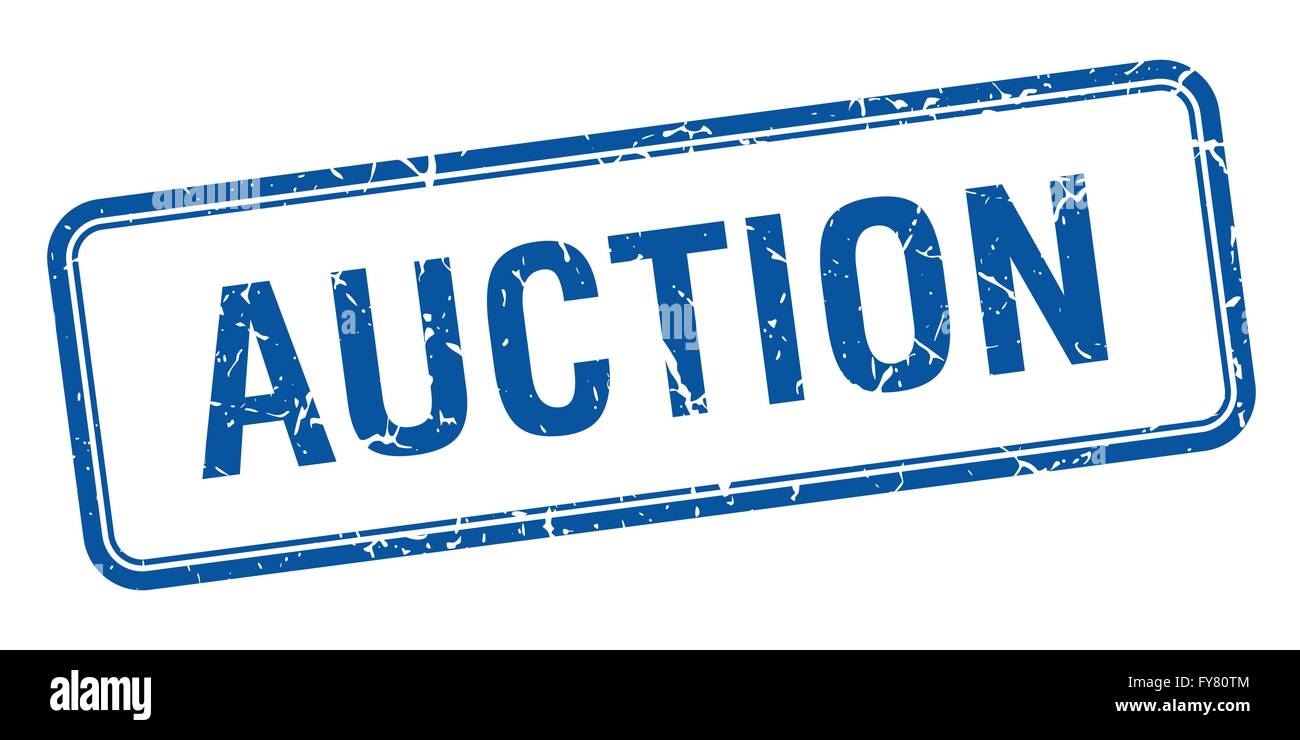 auction blue square grungy vintage isolated stamp Stock Vector Image ...