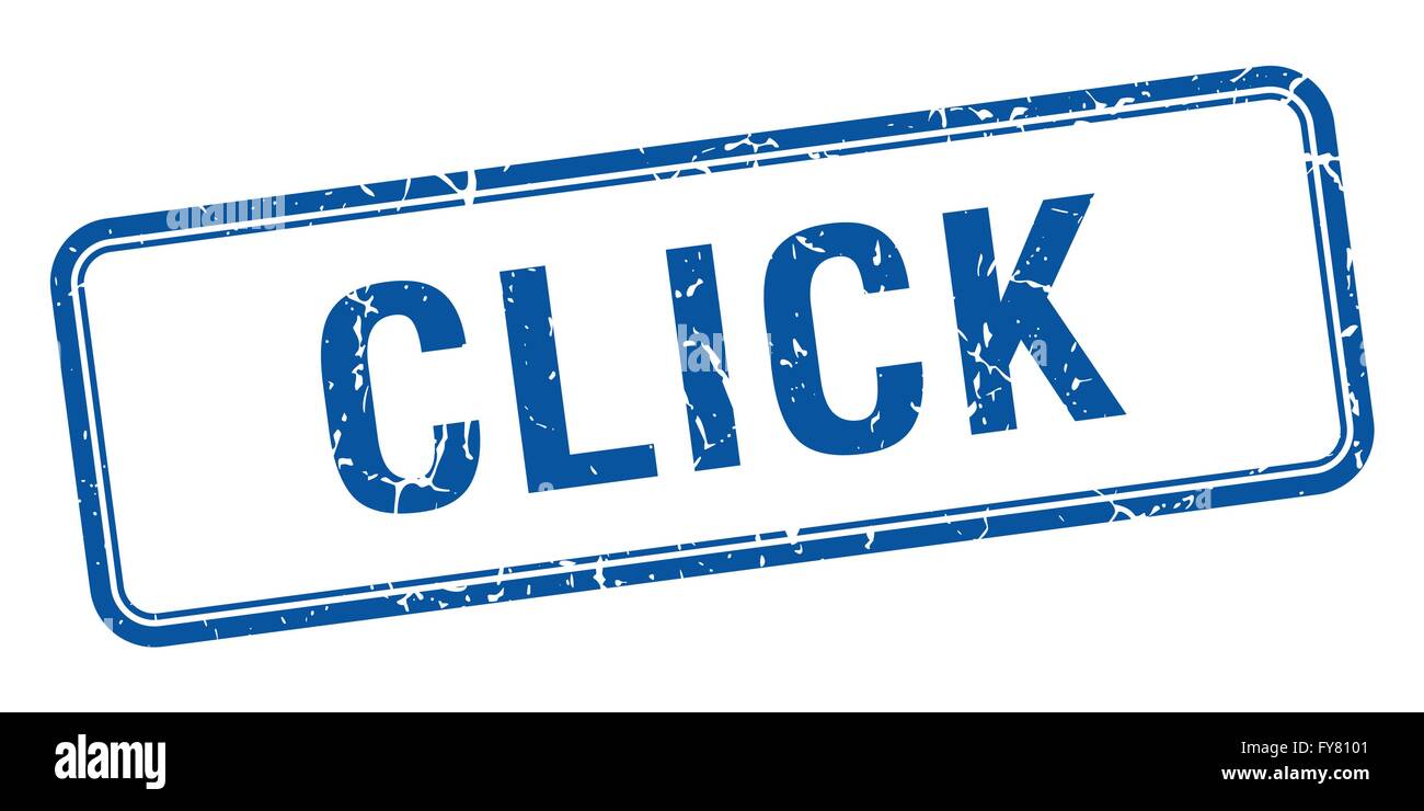 click blue square grungy vintage isolated stamp Stock Vector Image ...