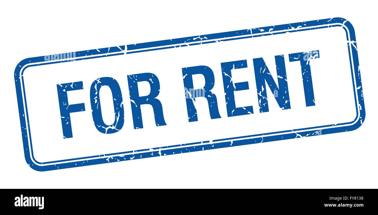 for rent blue square grungy vintage isolated stamp Stock Vector Image ...