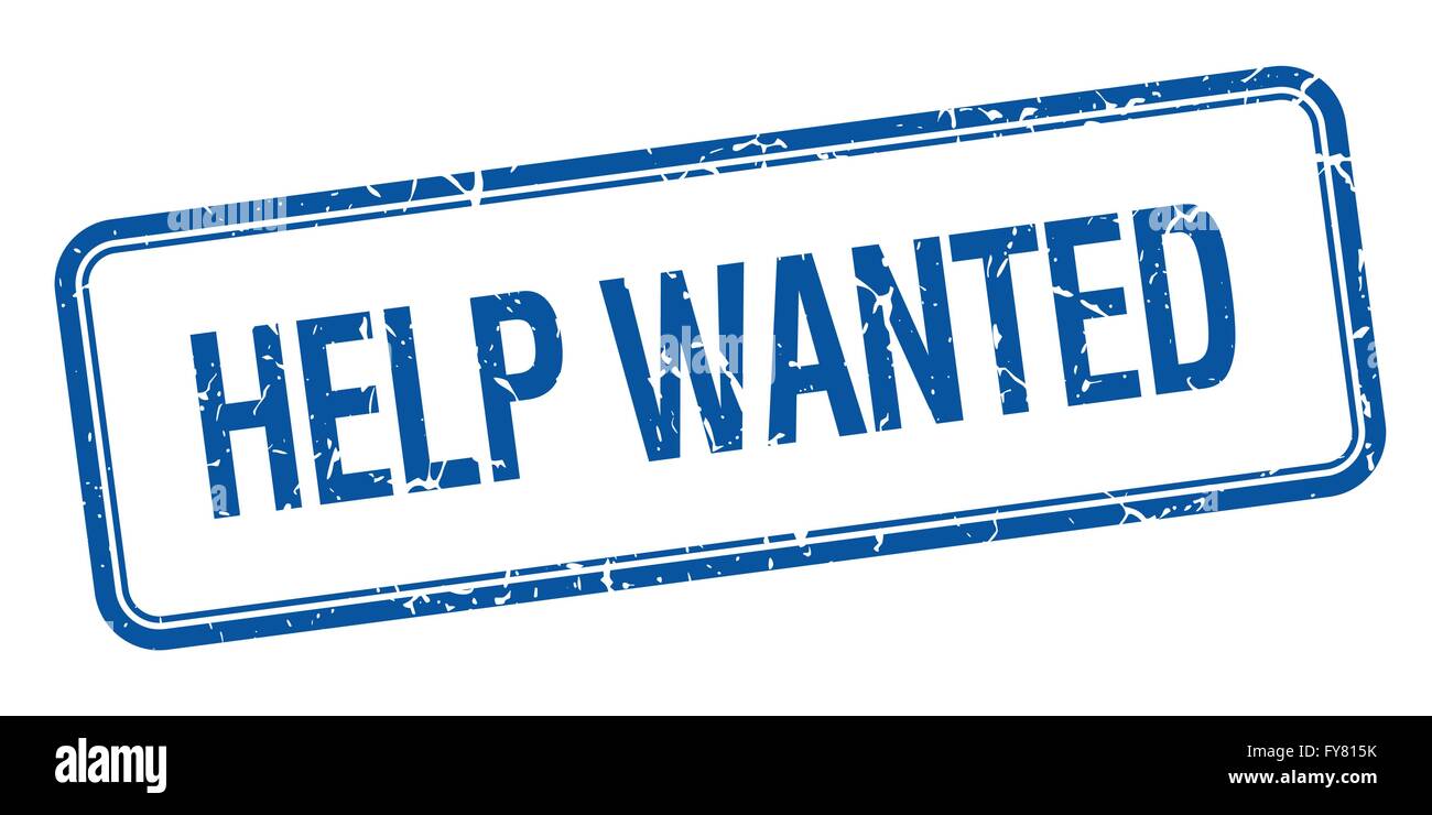 help wanted blue square grungy vintage isolated stamp Stock Vector ...