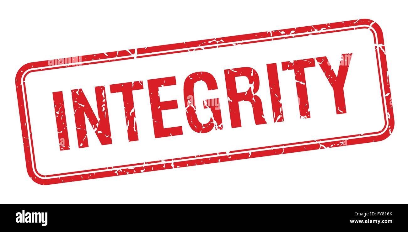 integrity red square grungy vintage isolated stamp Stock Vector Image ...
