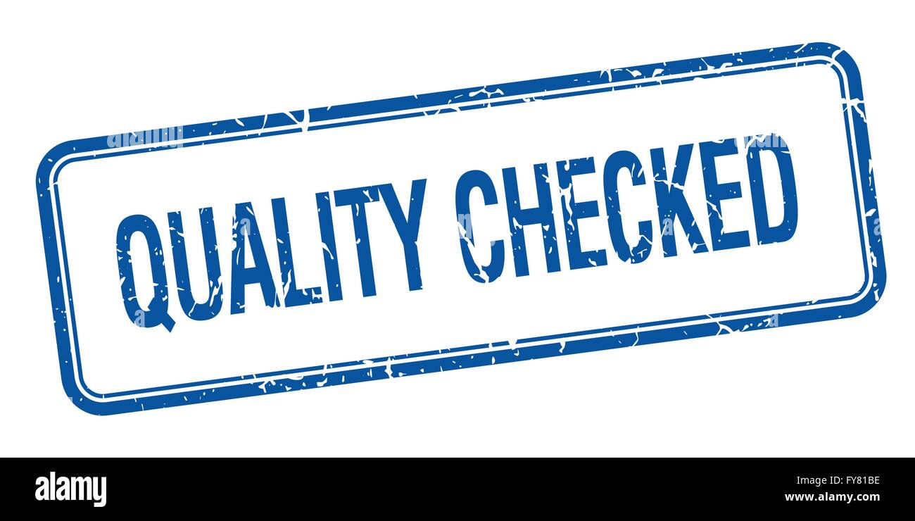 quality checked blue square grungy vintage isolated stamp Stock Vector ...