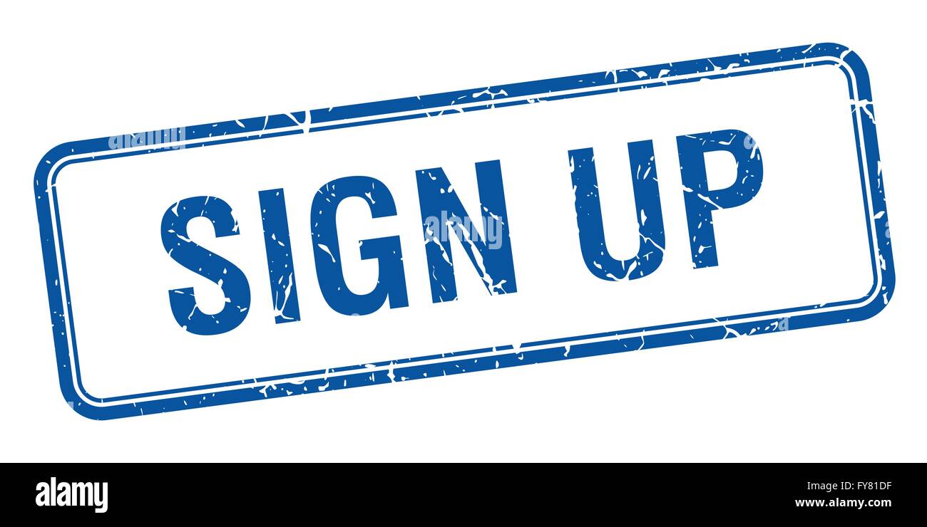 sign up blue square grungy vintage isolated stamp Stock Vector Image ...