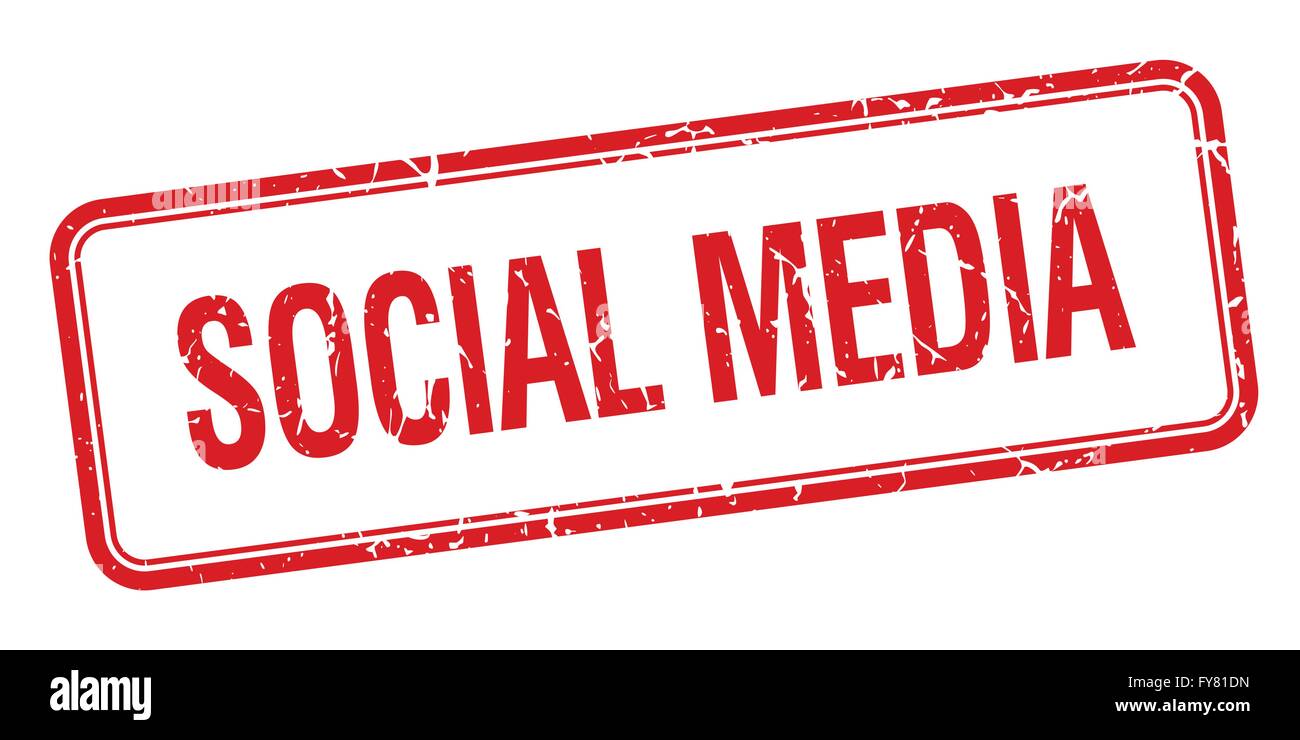 social media red square grungy vintage isolated stamp Stock Vector ...