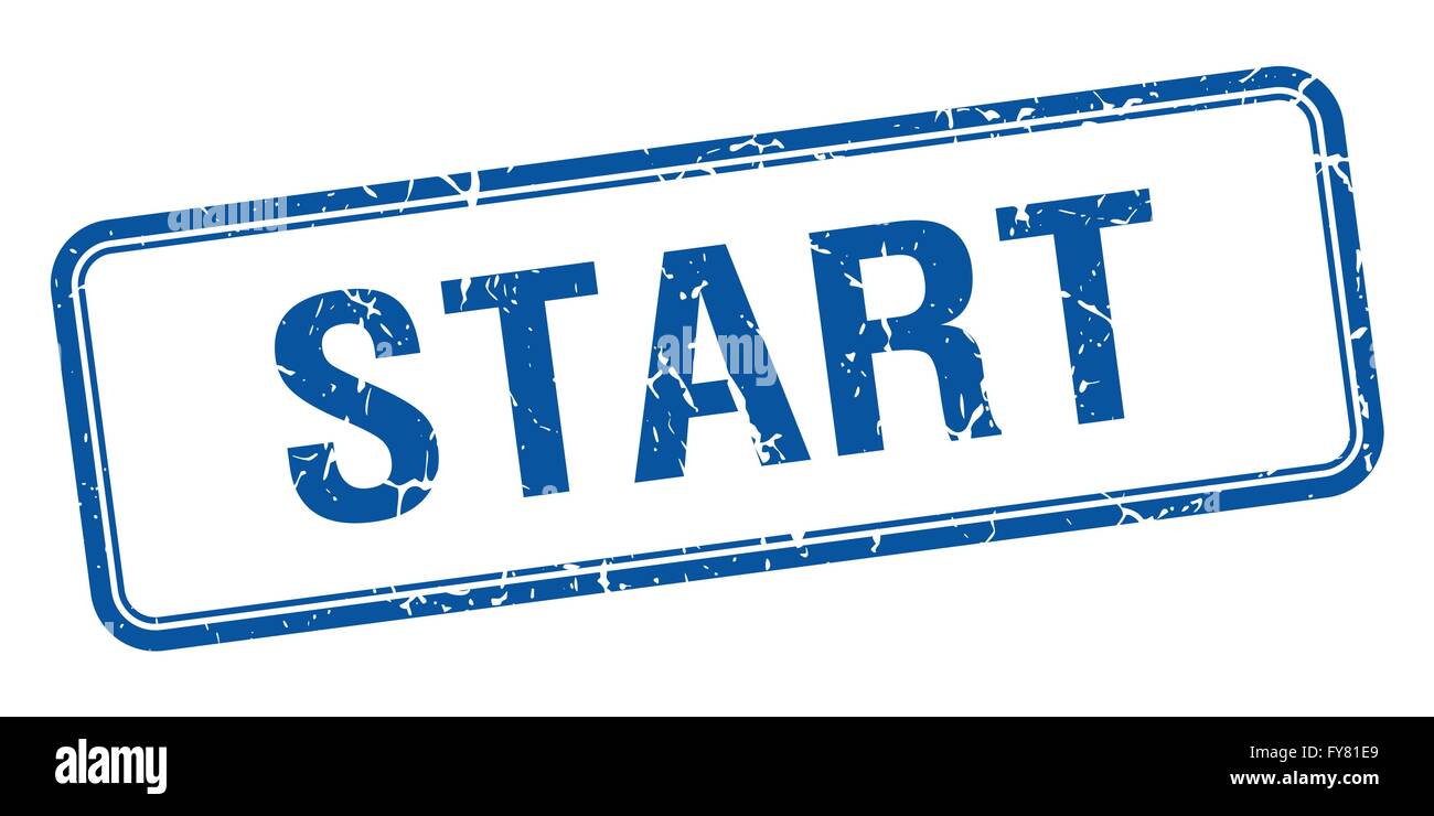 start blue square grungy vintage isolated stamp Stock Vector Image ...