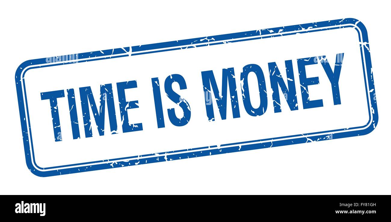 time is money blue square grungy vintage isolated stamp Stock Vector ...
