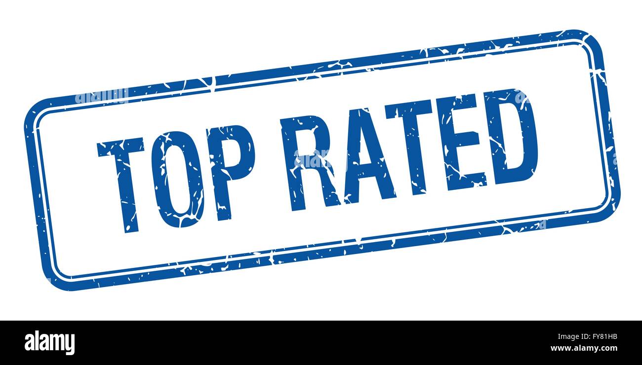 top rated blue square grungy vintage isolated stamp Stock Vector Image ...