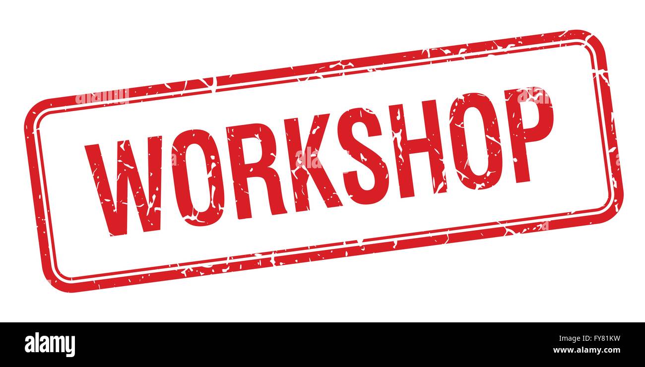 workshop red square grungy vintage isolated stamp Stock Vector Image ...