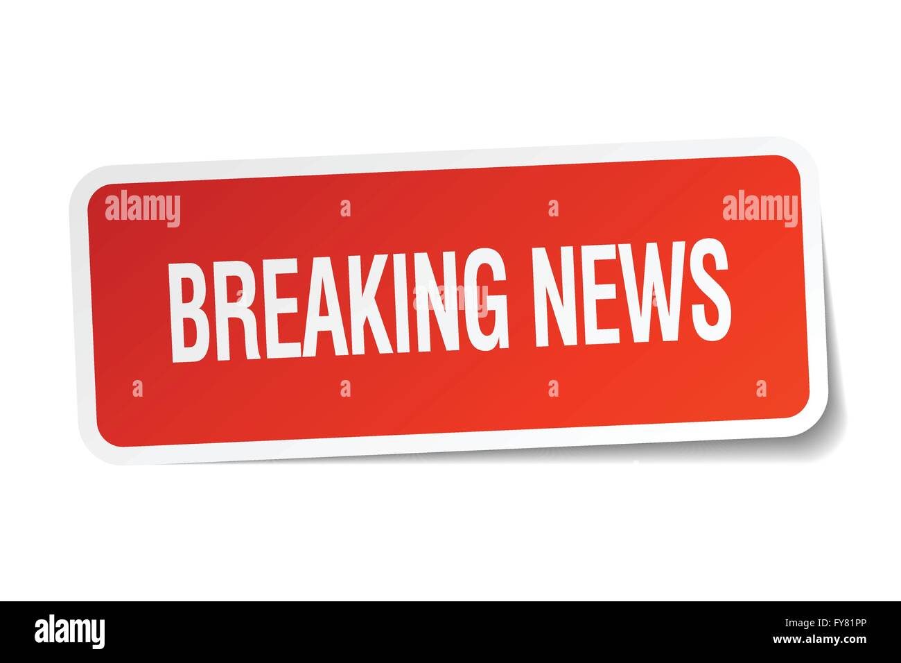 breaking news red square sticker isolated on white Stock Vector Image ...