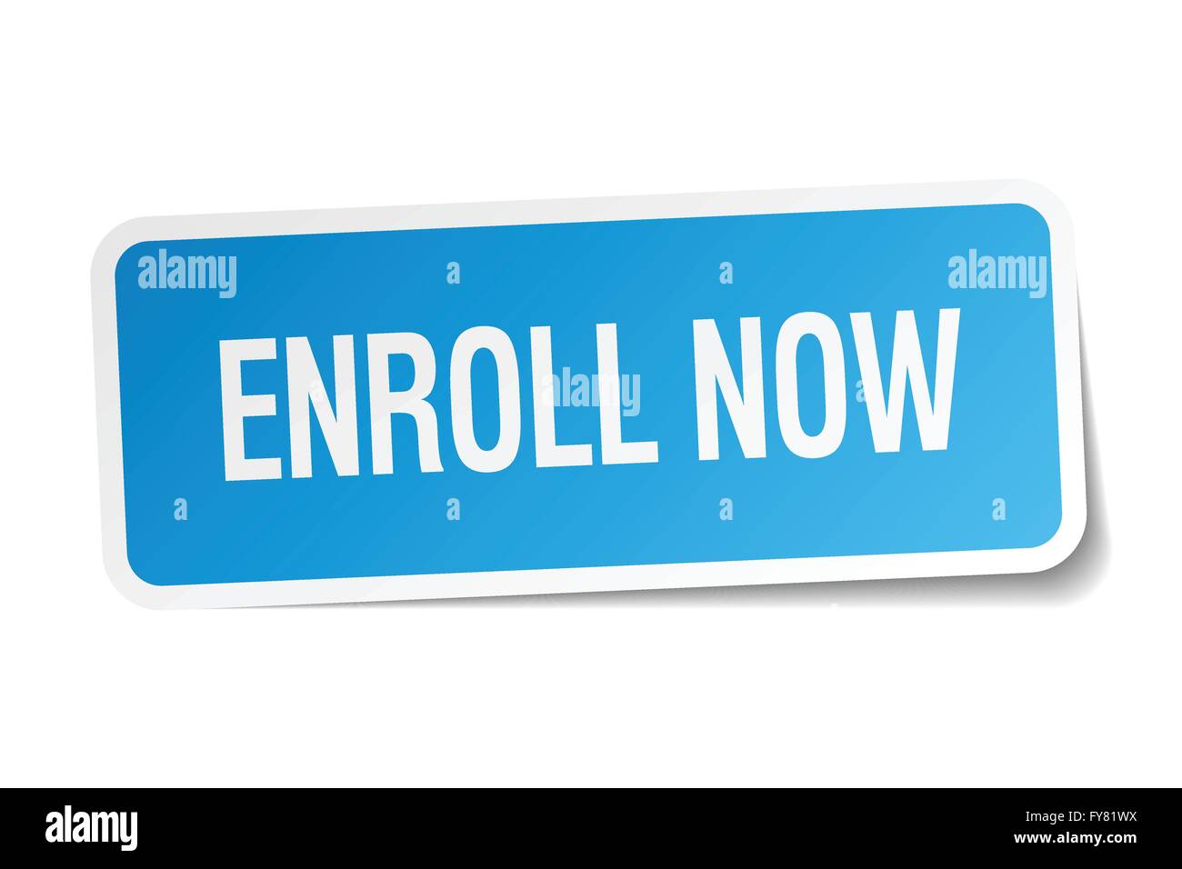 enroll now blue square sticker isolated on white Stock Vector Image ...
