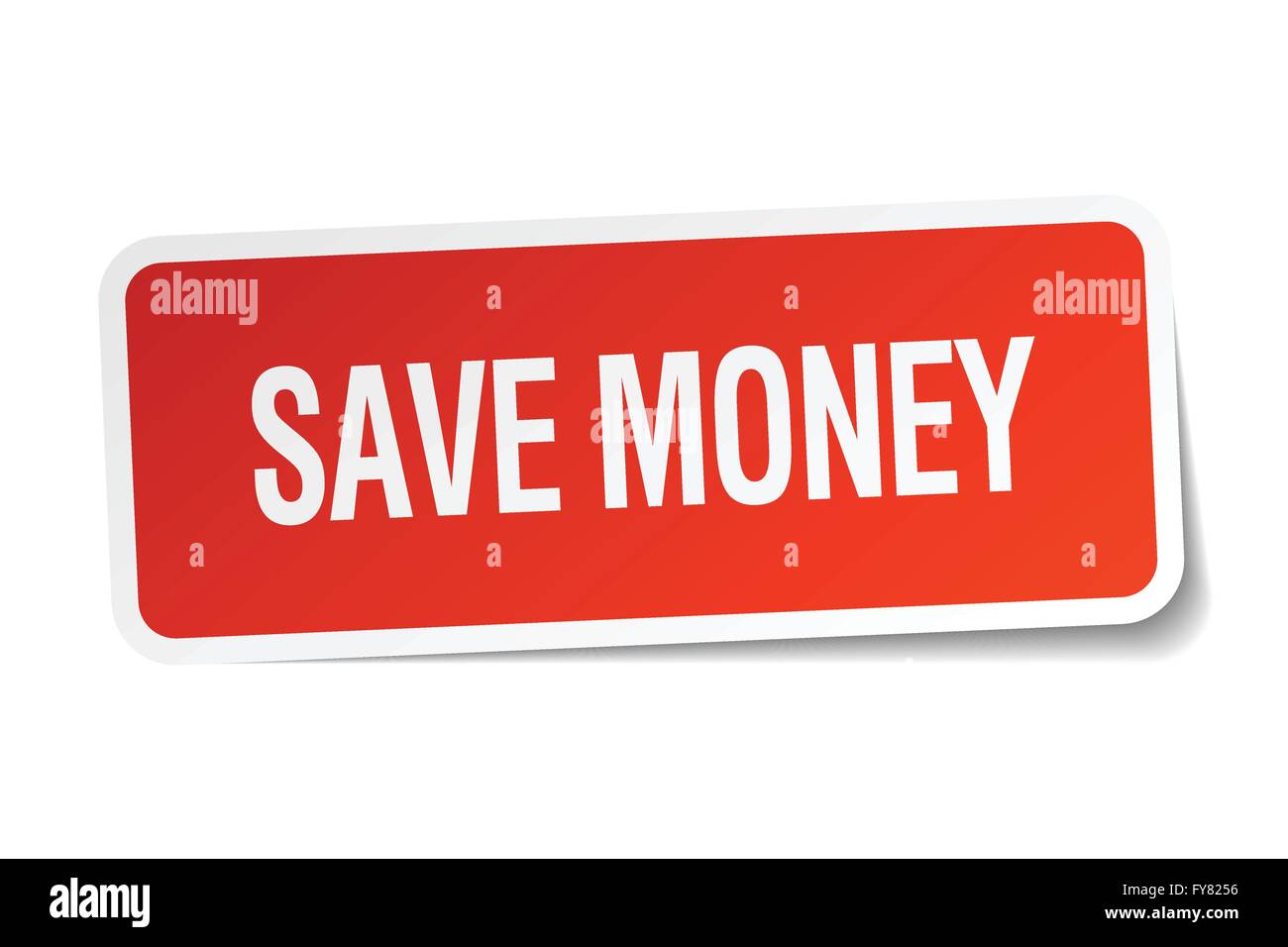 save money red square sticker isolated on white Stock Vector Image ...