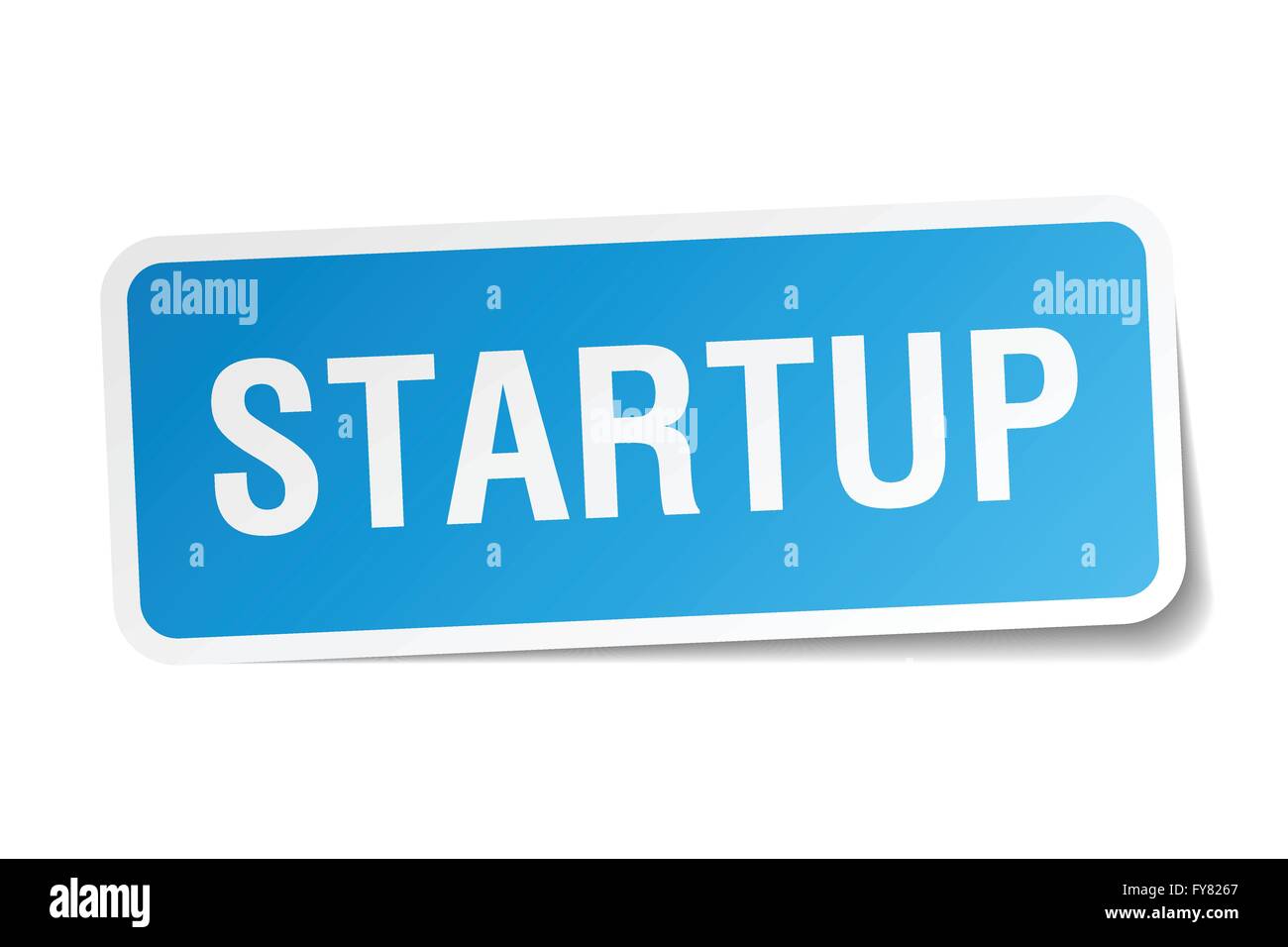 startup blue square sticker isolated on white Stock Vector Image & Art ...