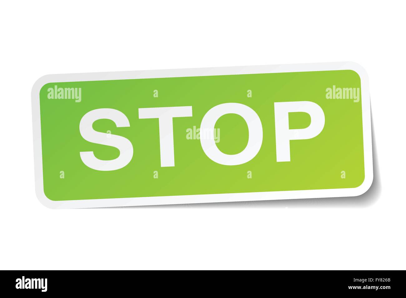 stop green square sticker on white background Stock Vector Image & Art ...