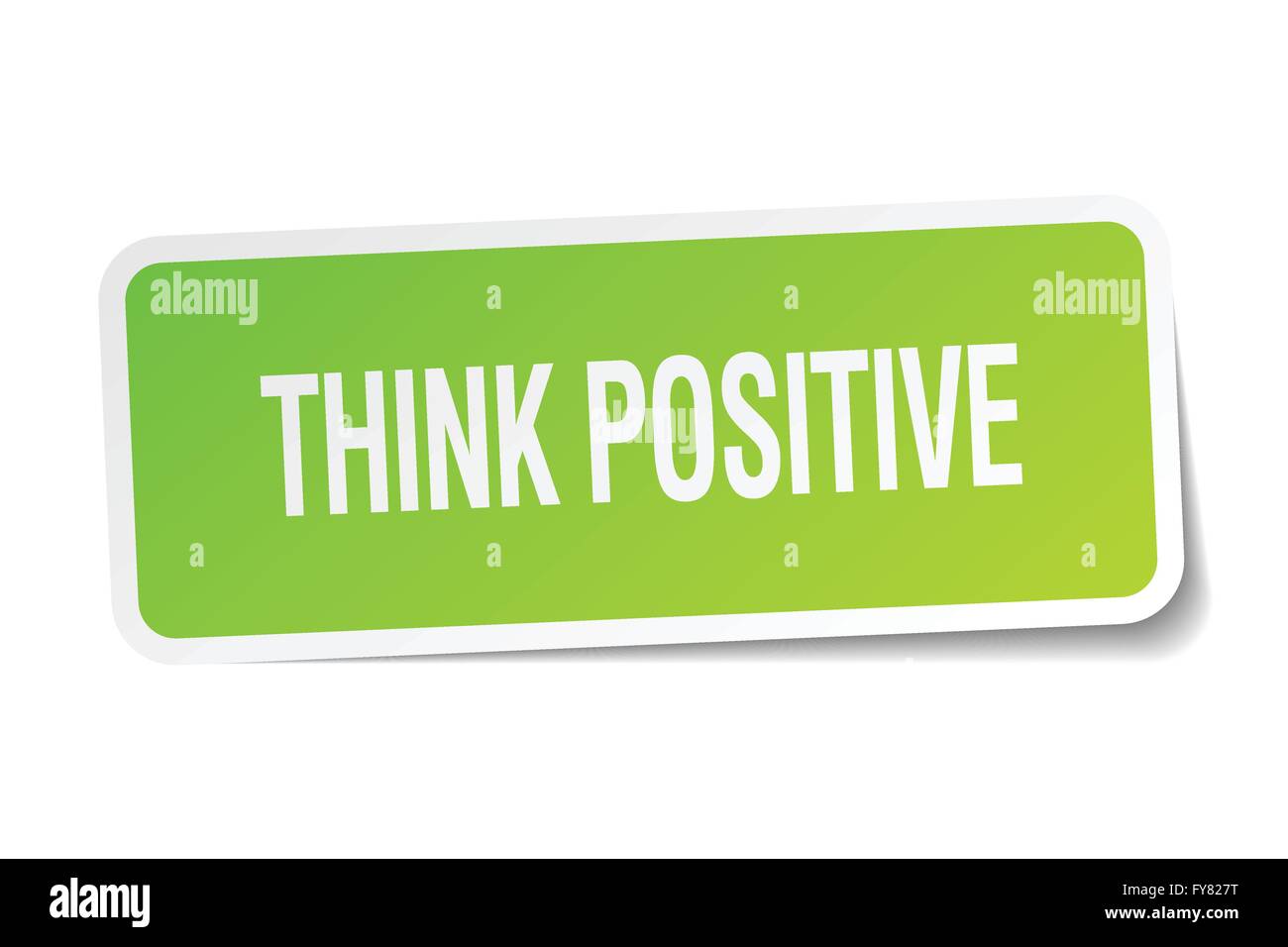 think positive green square sticker on white background Stock Vector ...