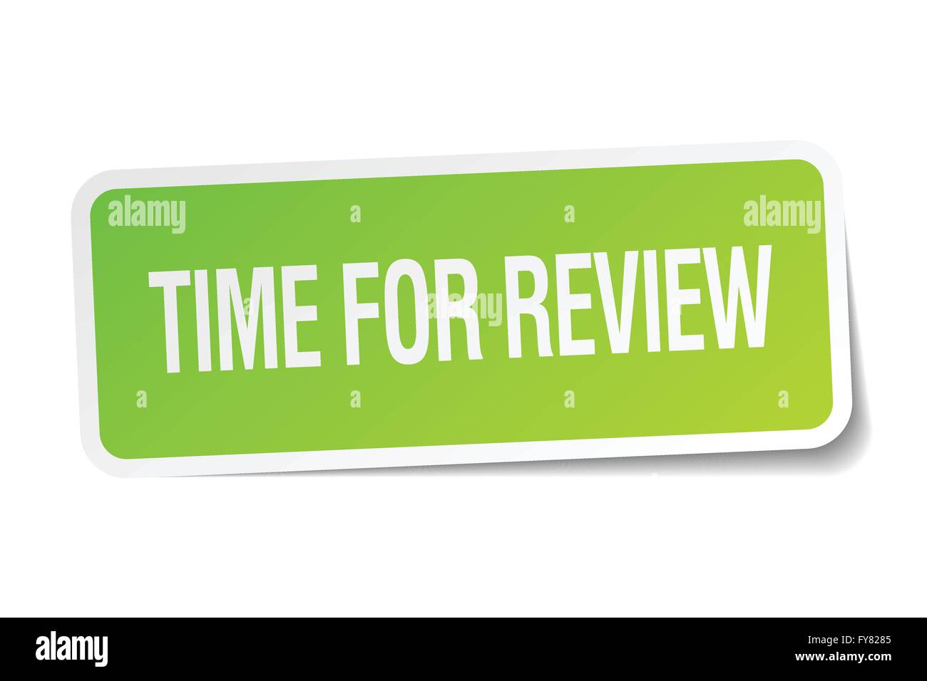 time for review green square sticker on white background Stock Vector ...