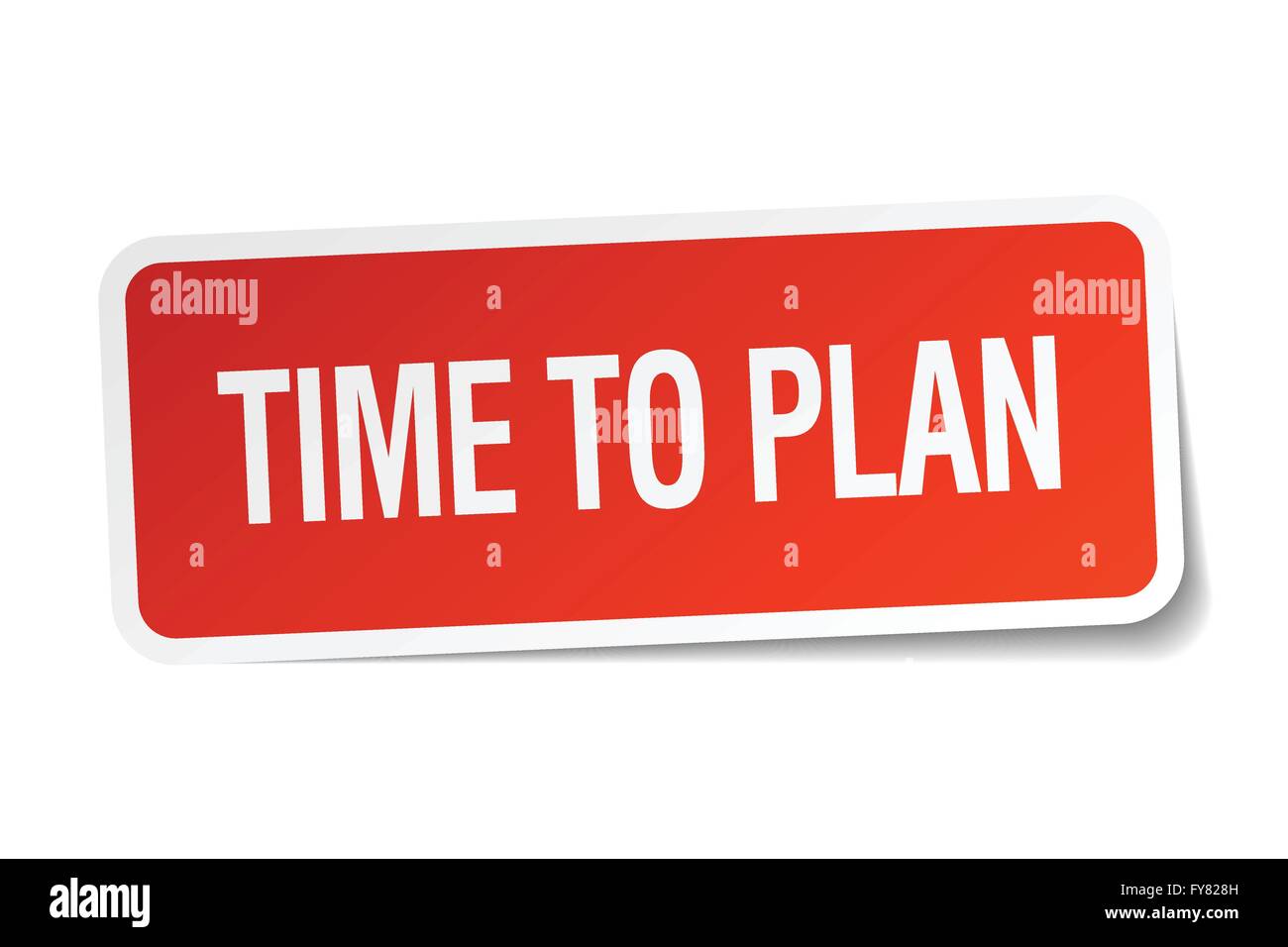 time to plan red square sticker isolated on white Stock Vector Image ...