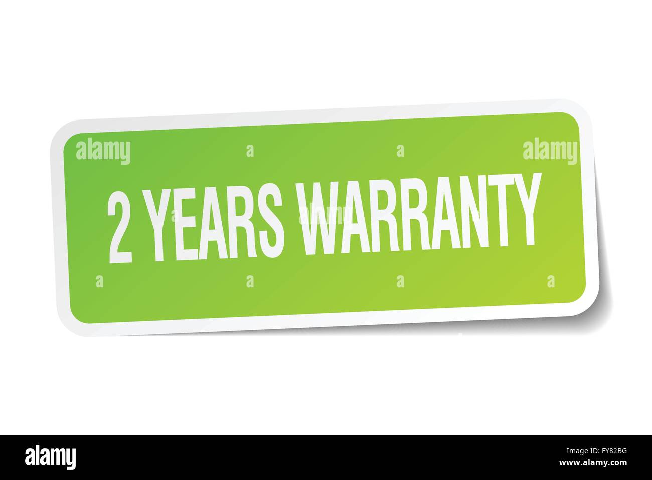 2 years warranty green square sticker on white background Stock Vector ...