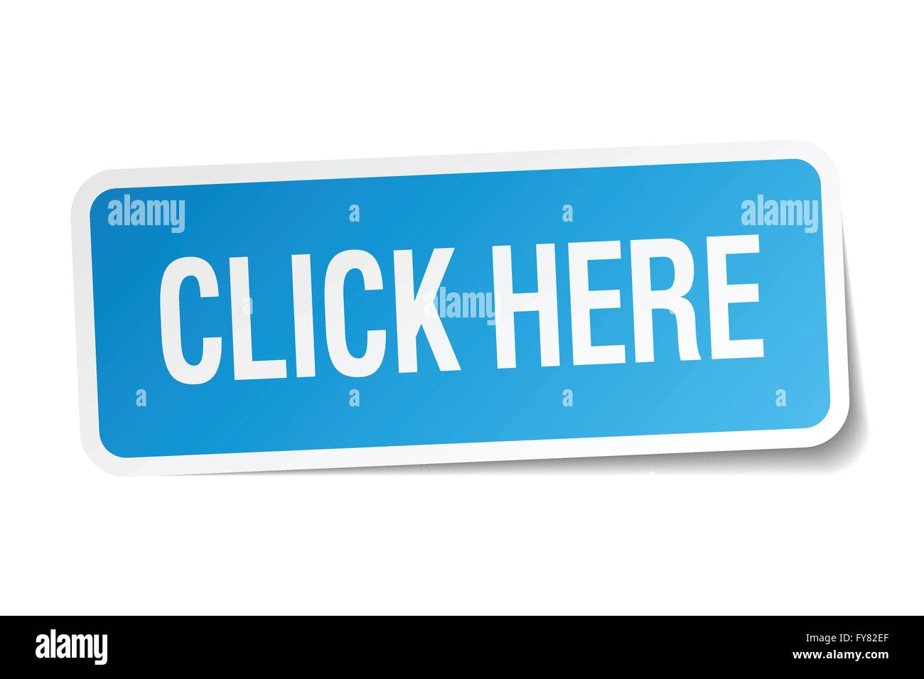 click here blue square sticker isolated on white Stock Vector Image ...