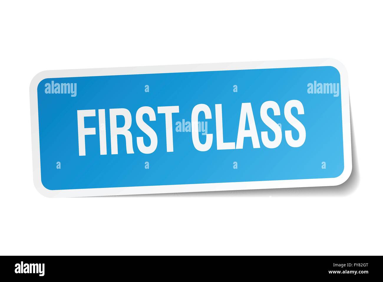first class blue square sticker isolated on white Stock Vector Image ...